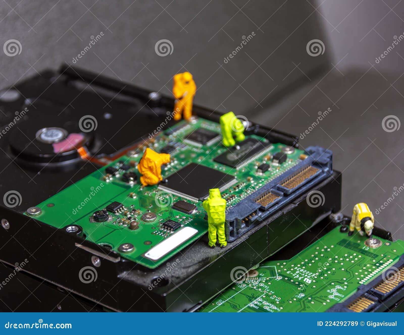 Team at Work for Hard Disk Maintenance Stock Image - Image of business ...