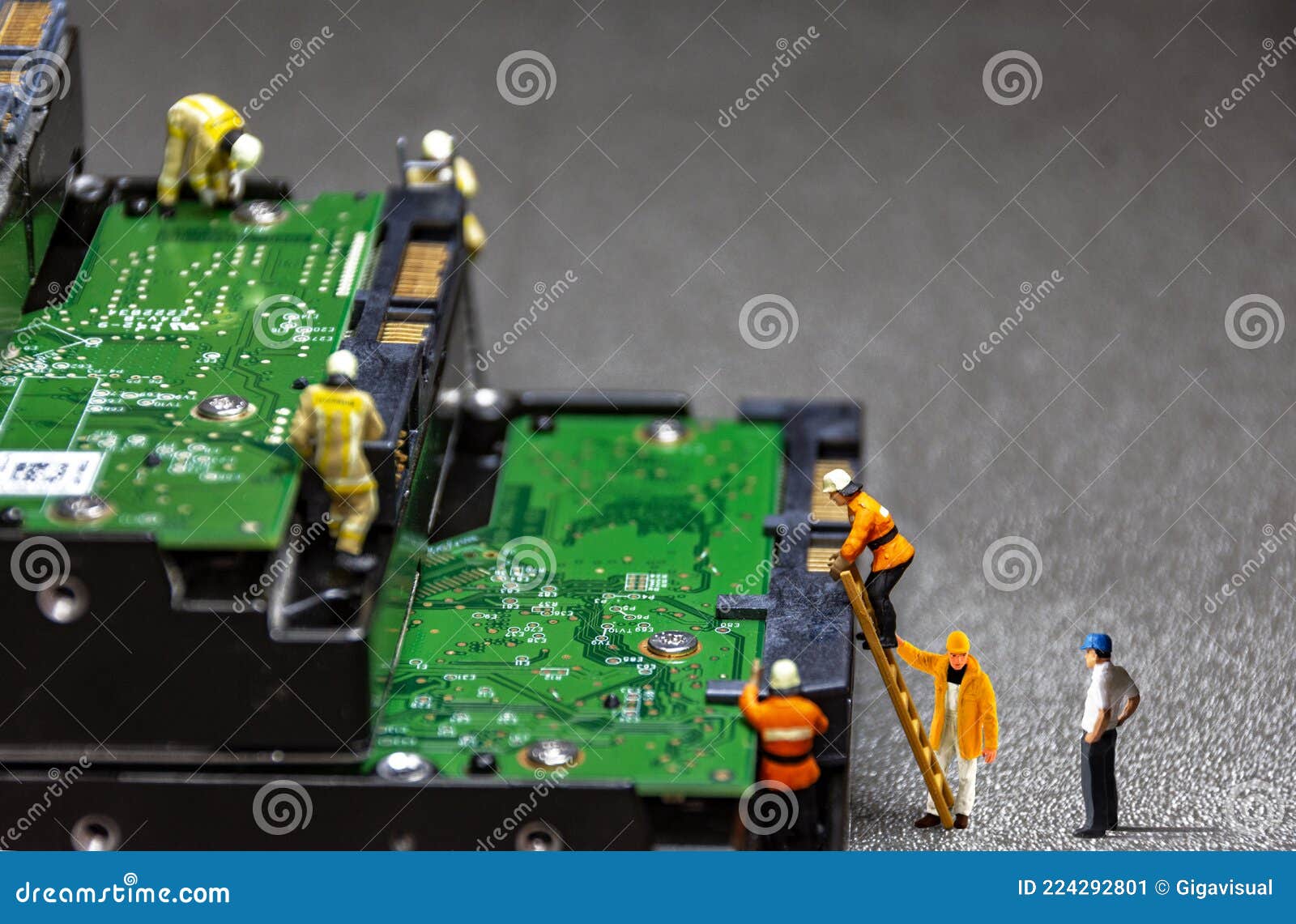 Team at Work for Hard Disk Maintenance Stock Image - Image of backup ...