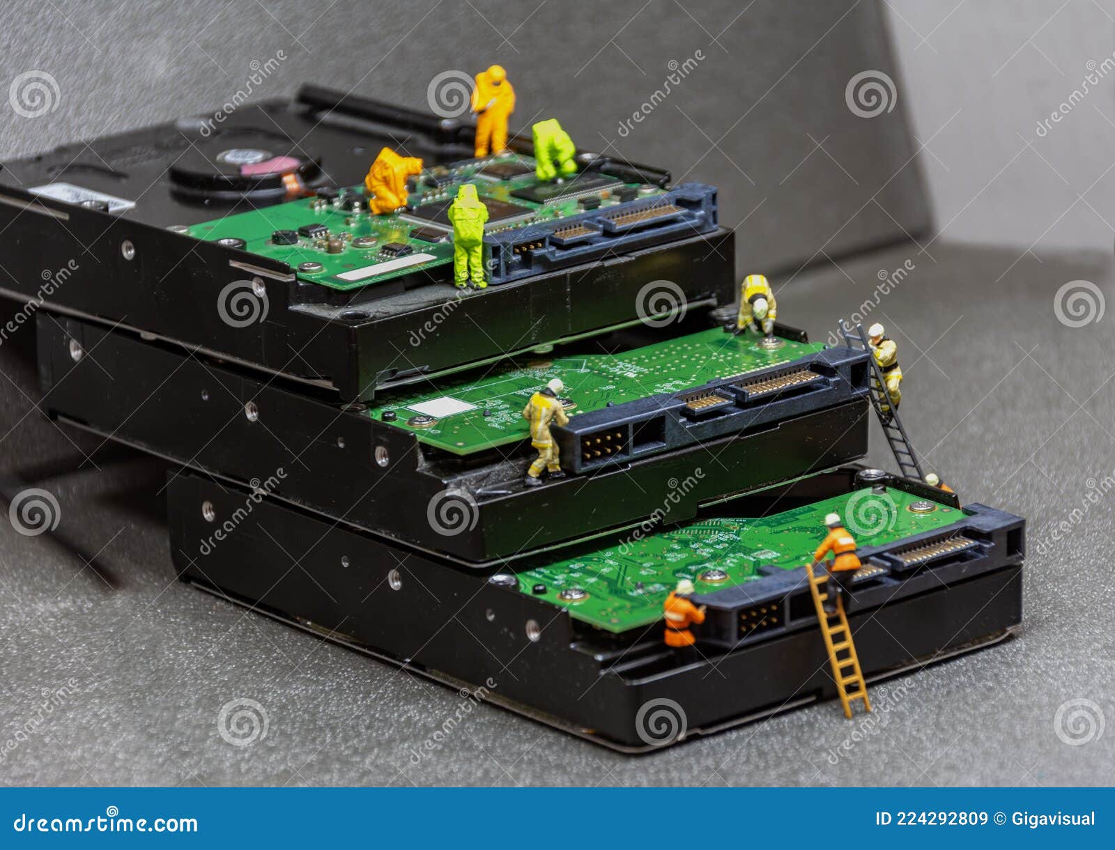 Team at Work for Hard Disk Maintenance Stock Image - Image of studio ...