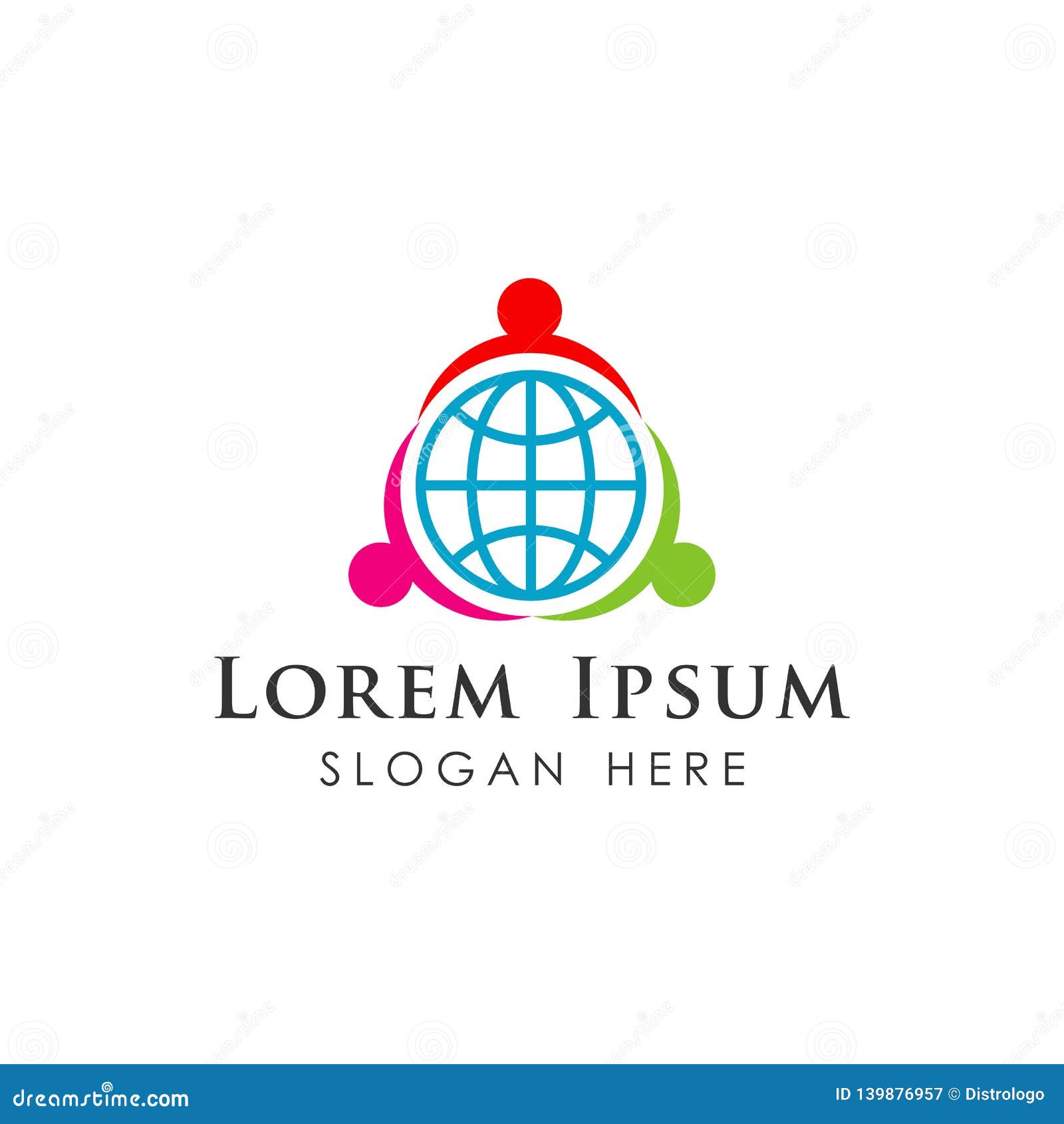 Team Work Human Logo Template. World Connections Logo Template Stock ...