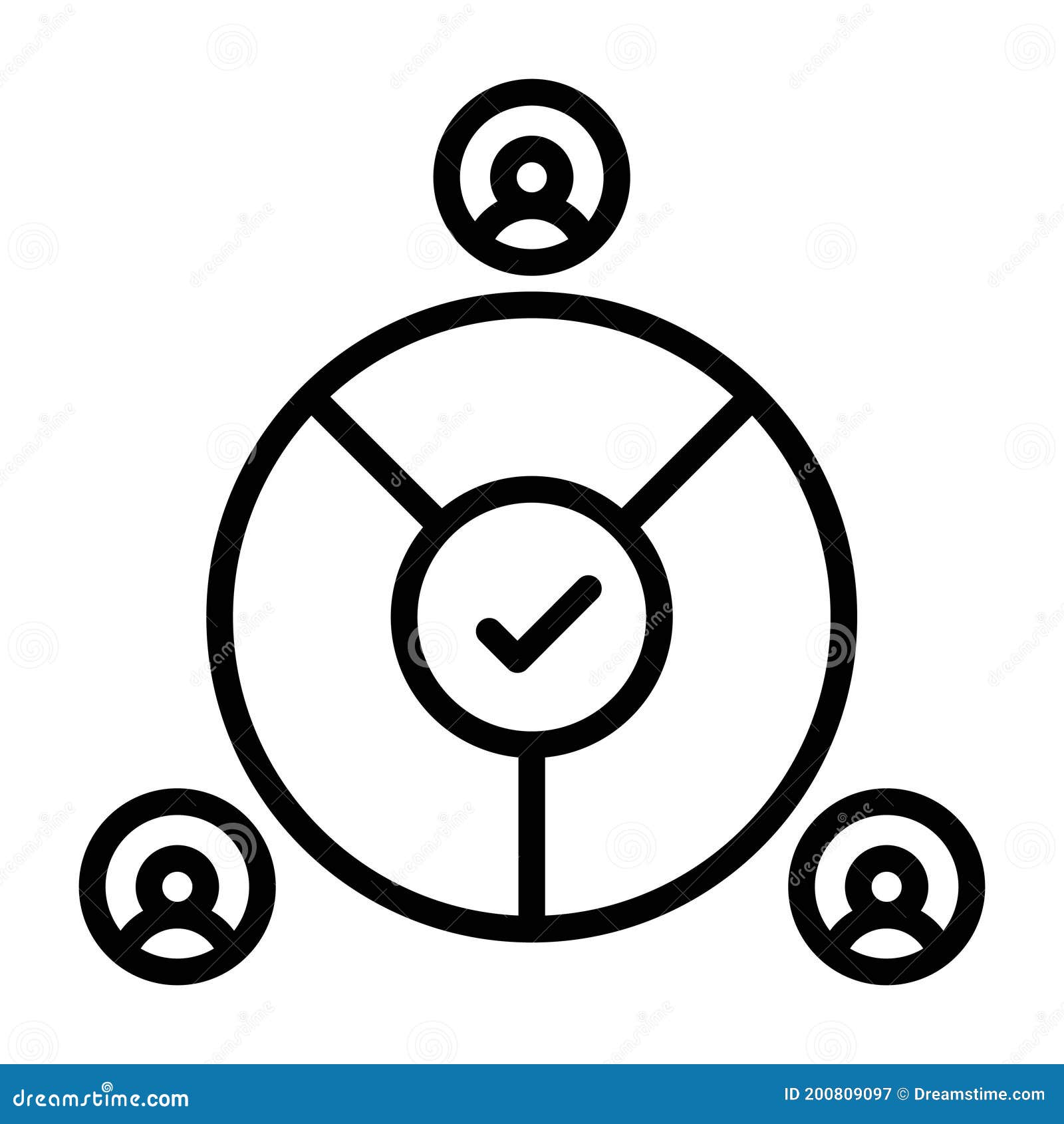 Team Work Icon. Pie Chart Inofgraphics Shows Tasks Distribution between ...