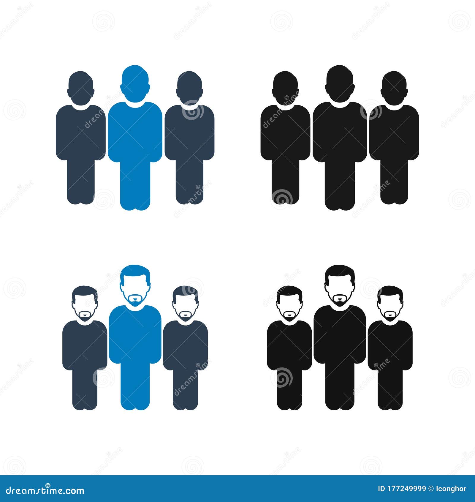 Team work icon set. stock vector. Illustration of standing - 177249999