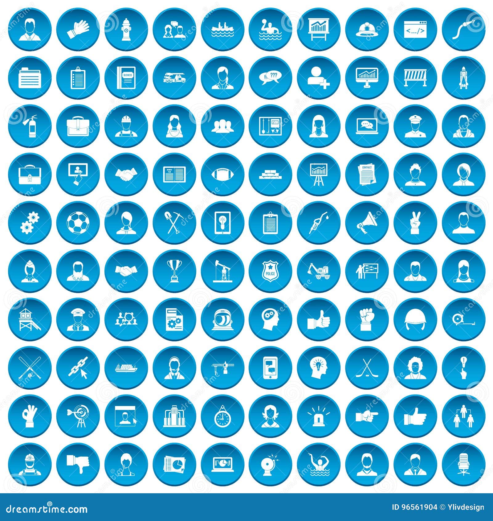 100 Team Work Icons Set Blue Stock Vector - Illustration of link, deal ...