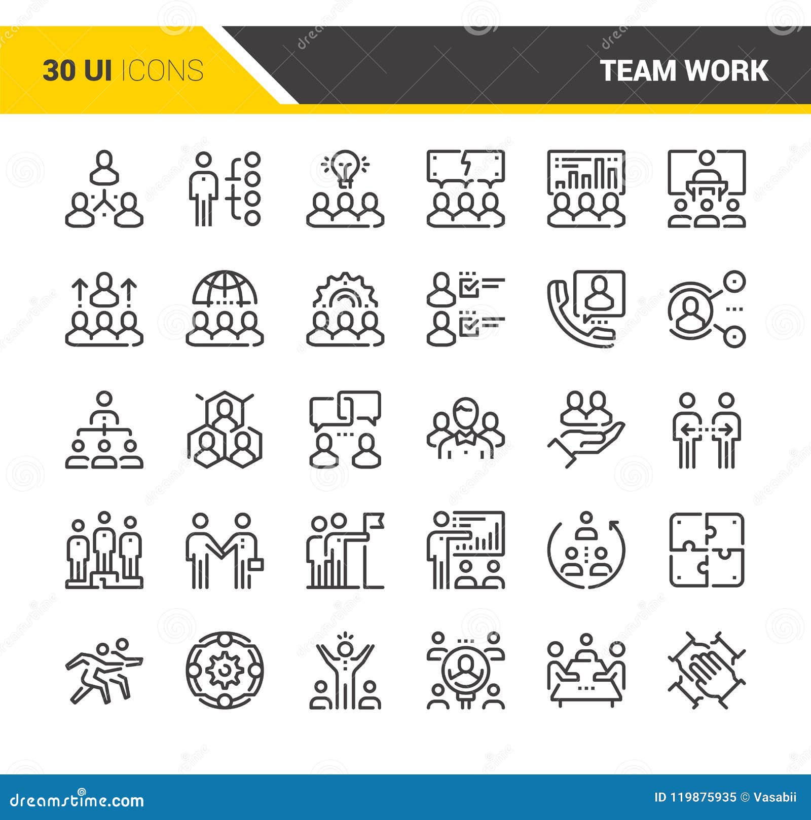 Team Work Icons stock vector. Illustration of agreement - 119875935