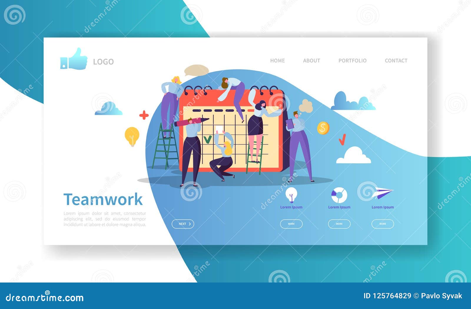 Team Work Landing Page Template. Website Layout with Flat People ... Team Work Landing Page Template. Website Layout with Flat People ...