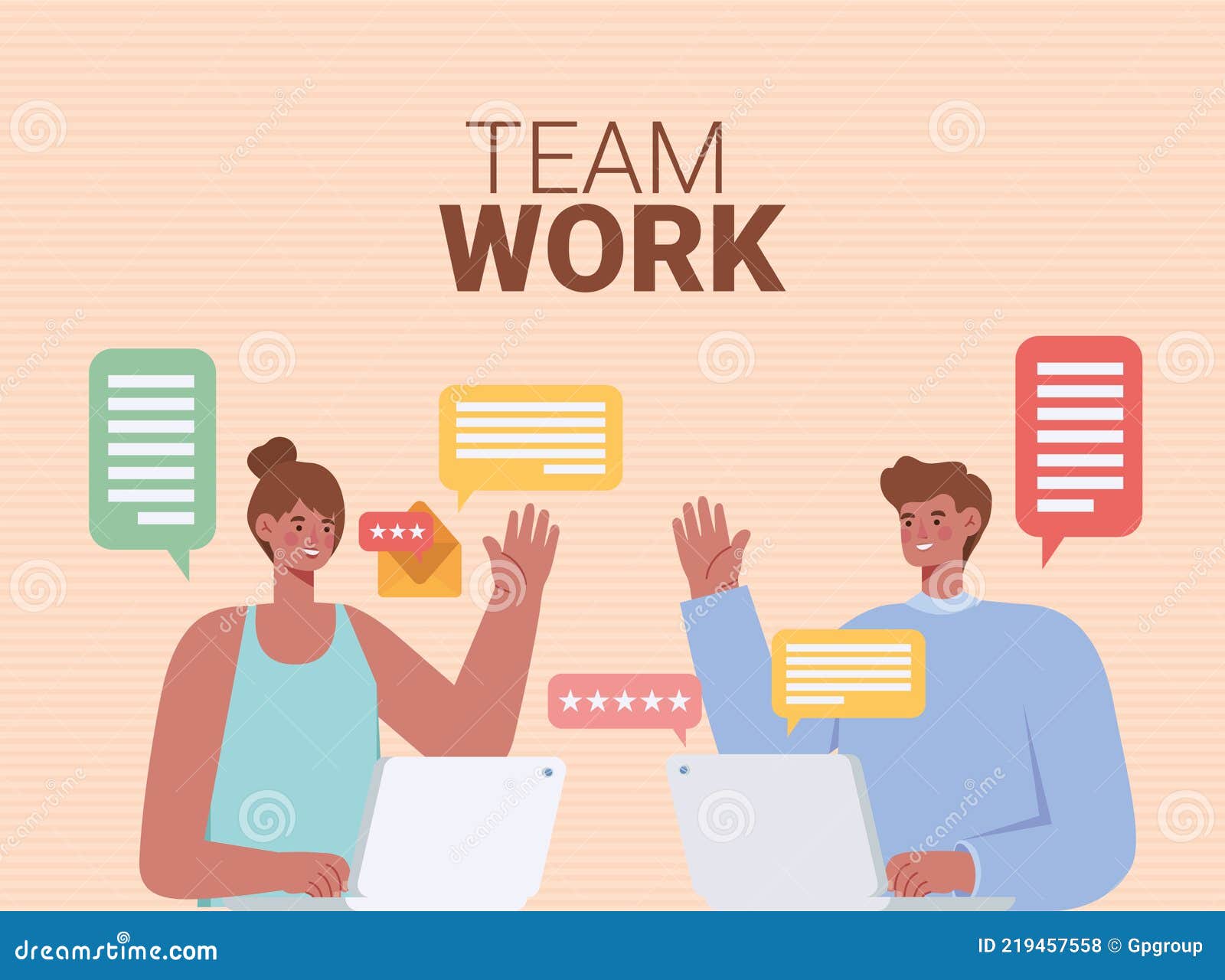 Team work lettering stock vector. Illustration of smiling - 219457558