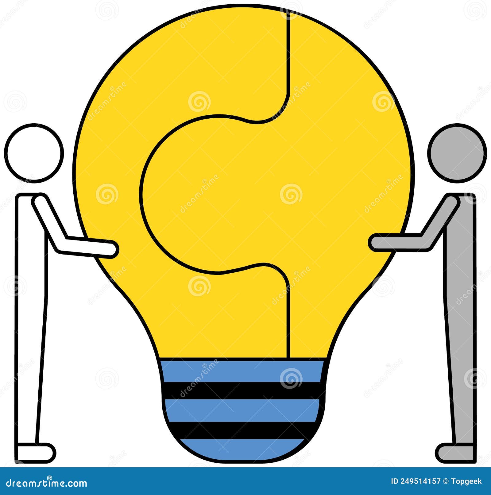 Team Work with Light Bulb, Partnership Collaboration. Lightbulb As ...