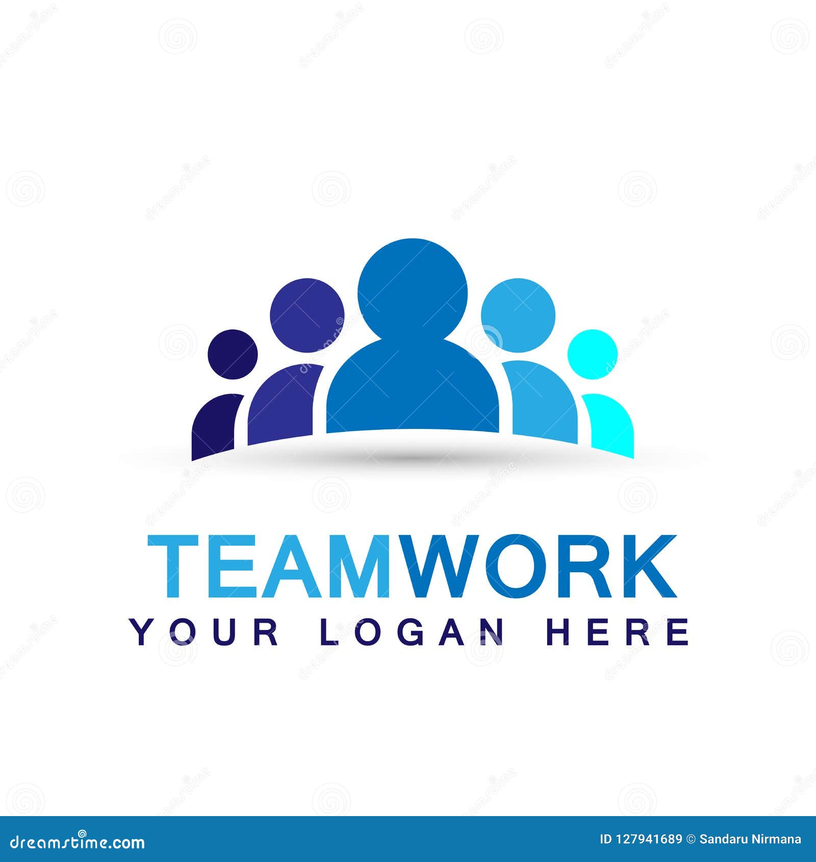 Team Work Logo In Blue Partnership Education Celebration Group Work ...