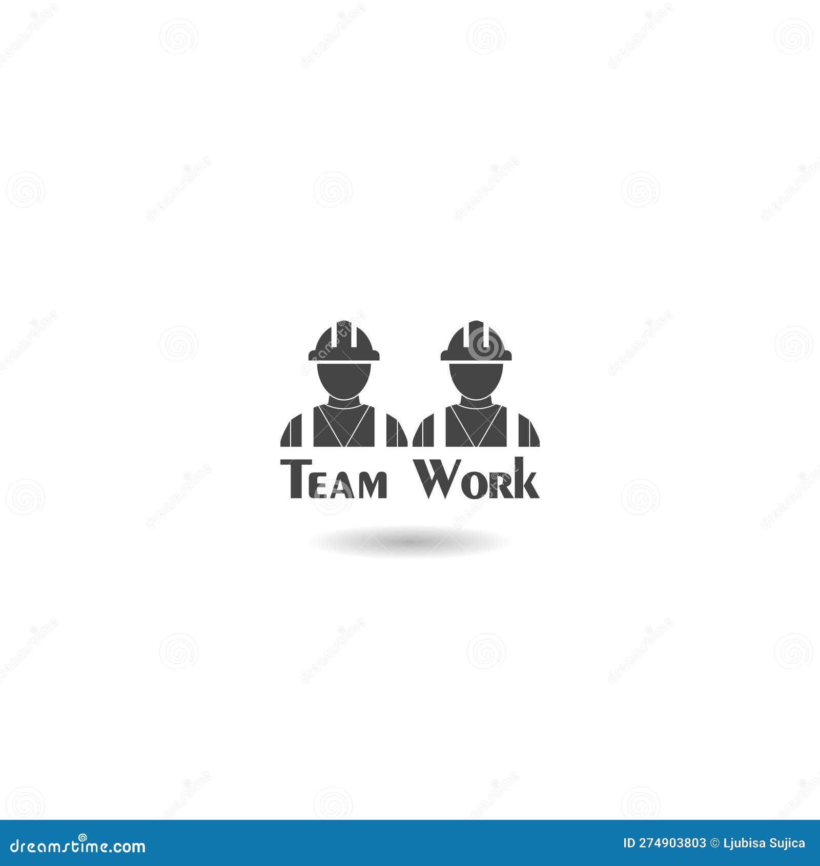 Team Work Logo Icon with Shadow Stock Vector - Illustration of line ...
