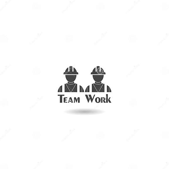 Team Work Logo Icon with Shadow Stock Vector - Illustration of line ...