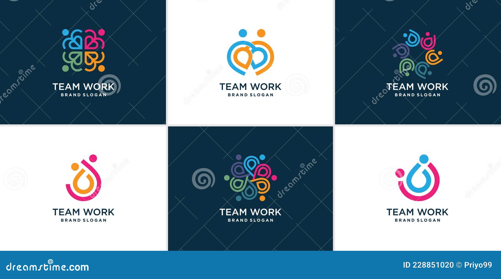 Team Work Logo Set Premium Vector Stock Vector - Illustration of family ...
