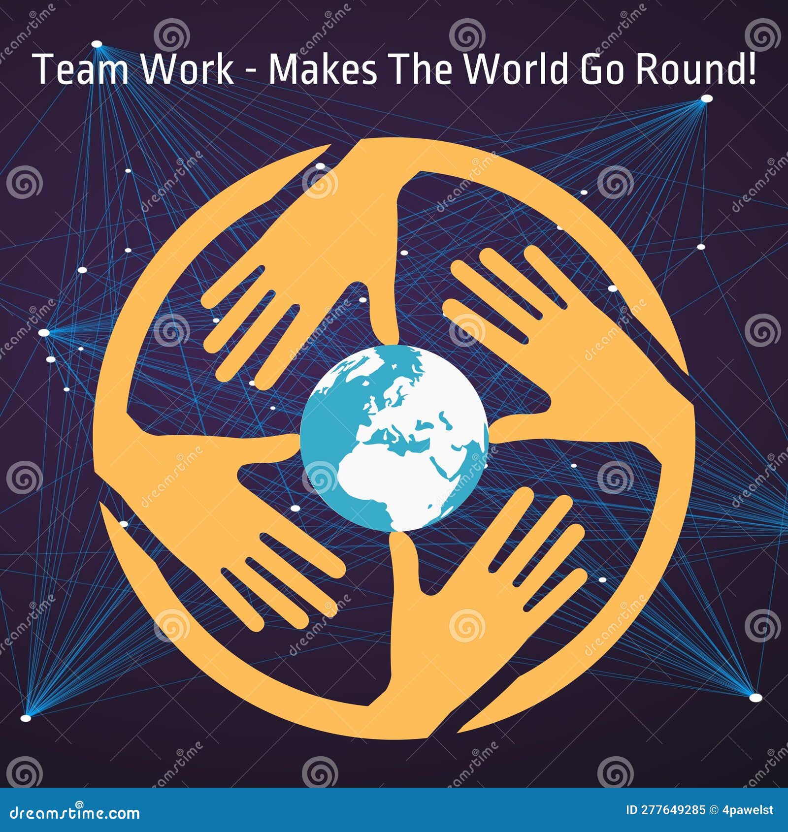 Team Work Makes the World Go Round Stock Illustration - Illustration of ...