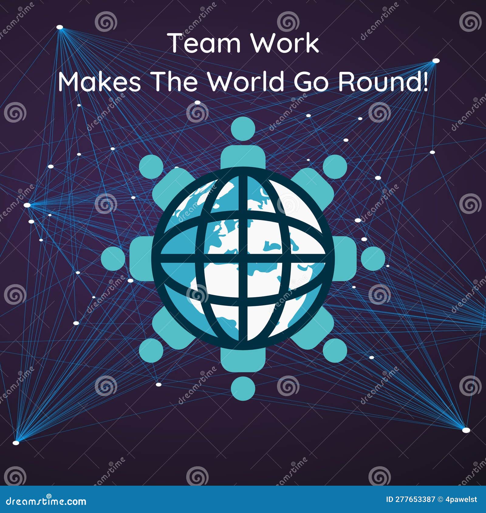 Team Work Makes the World Go Round Stock Illustration - Illustration of ...