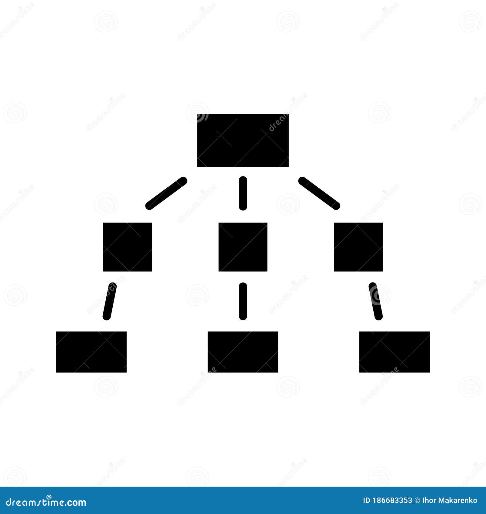 Team Work. Management Structure Black Icon on White Background Stock ...