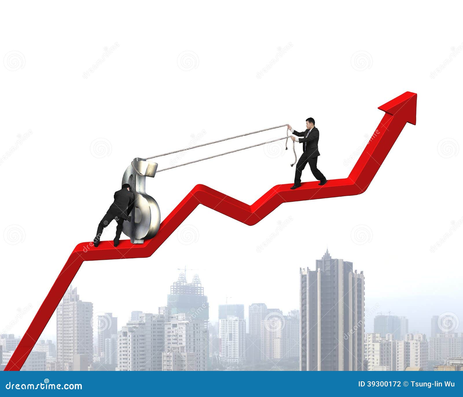 Team Work for Moving Money Symbol Up Stock Photo - Image of high ...