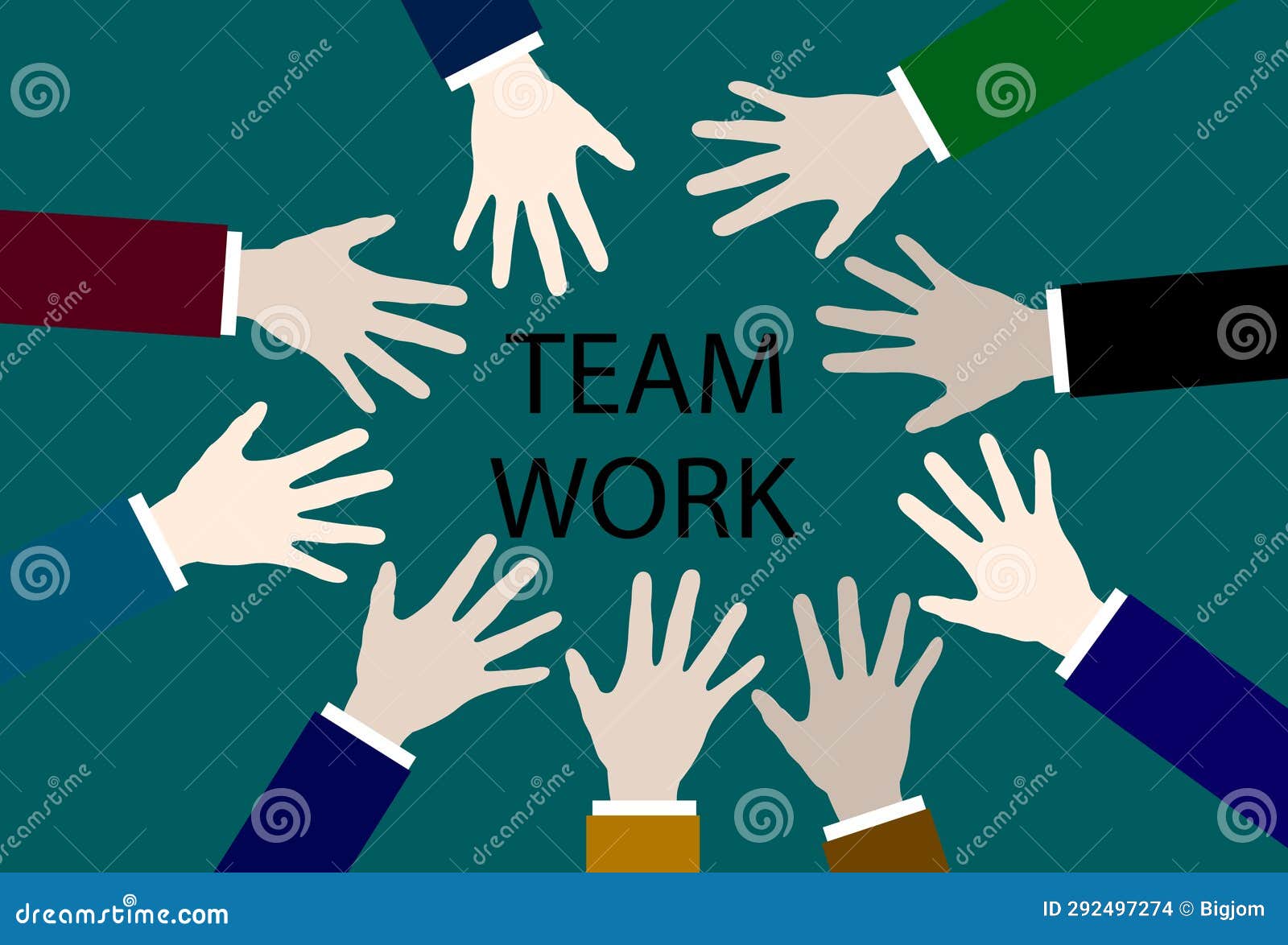 Team Work. Multicultural Hands Team Work Stock Vector - Illustration of ...