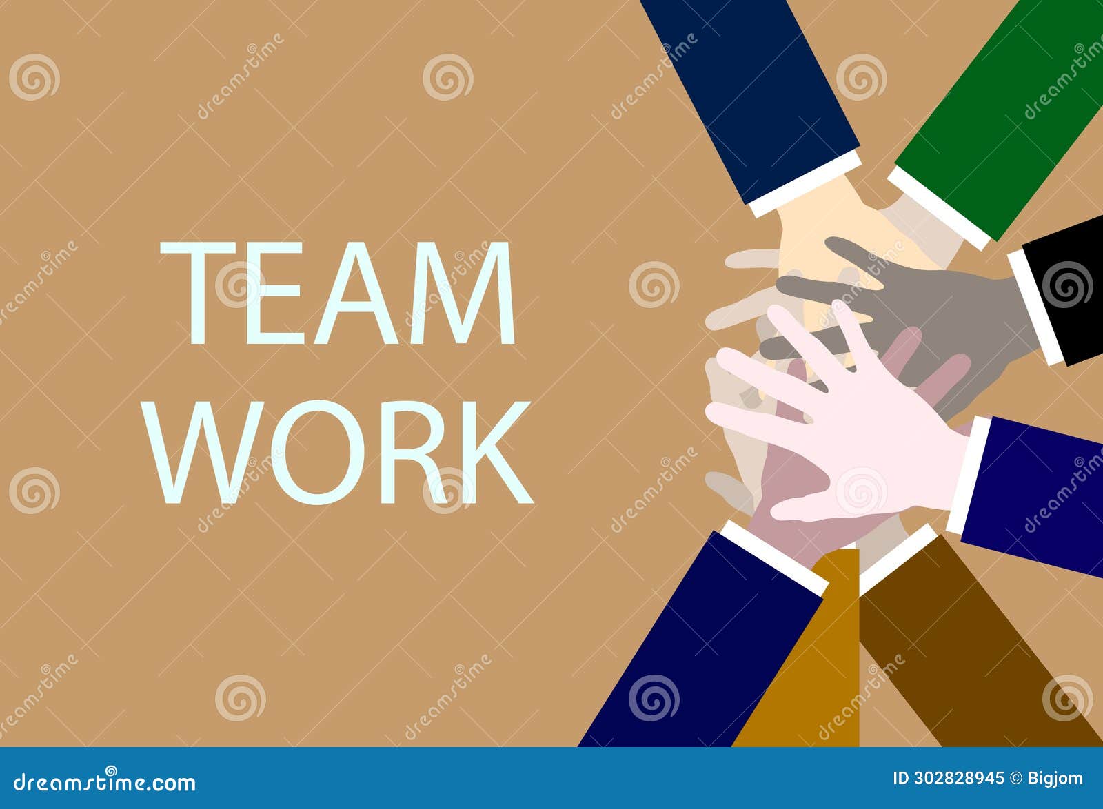 Team Work. Multicultural Hands Team Work Stock Vector - Illustration of ...