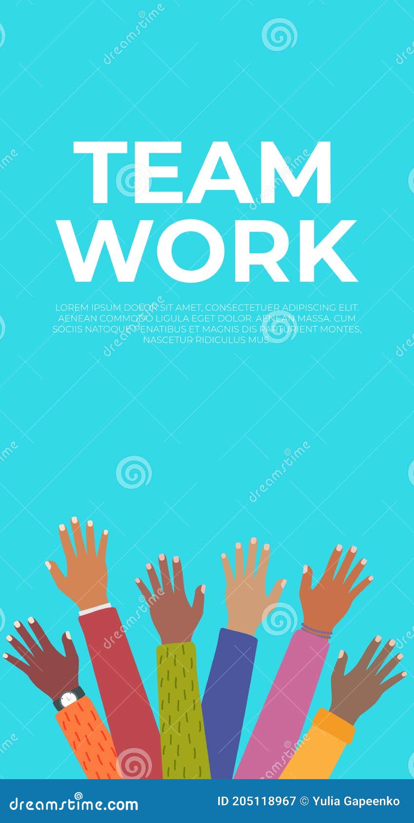 Team Work. People Community Integration Concept with Raised Human Hands ...