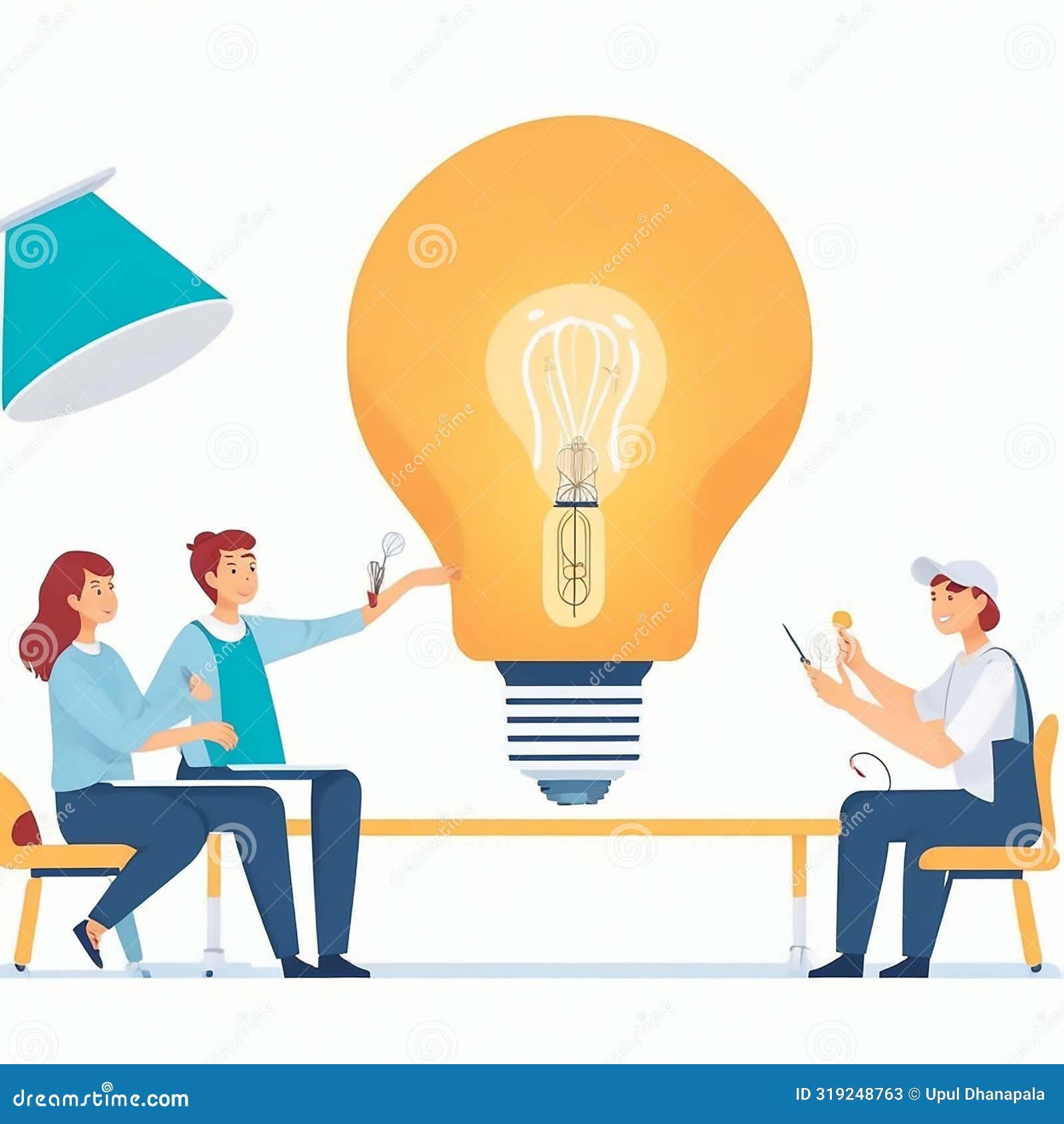 Team work with 3 persons stock illustration. Illustration of work ...