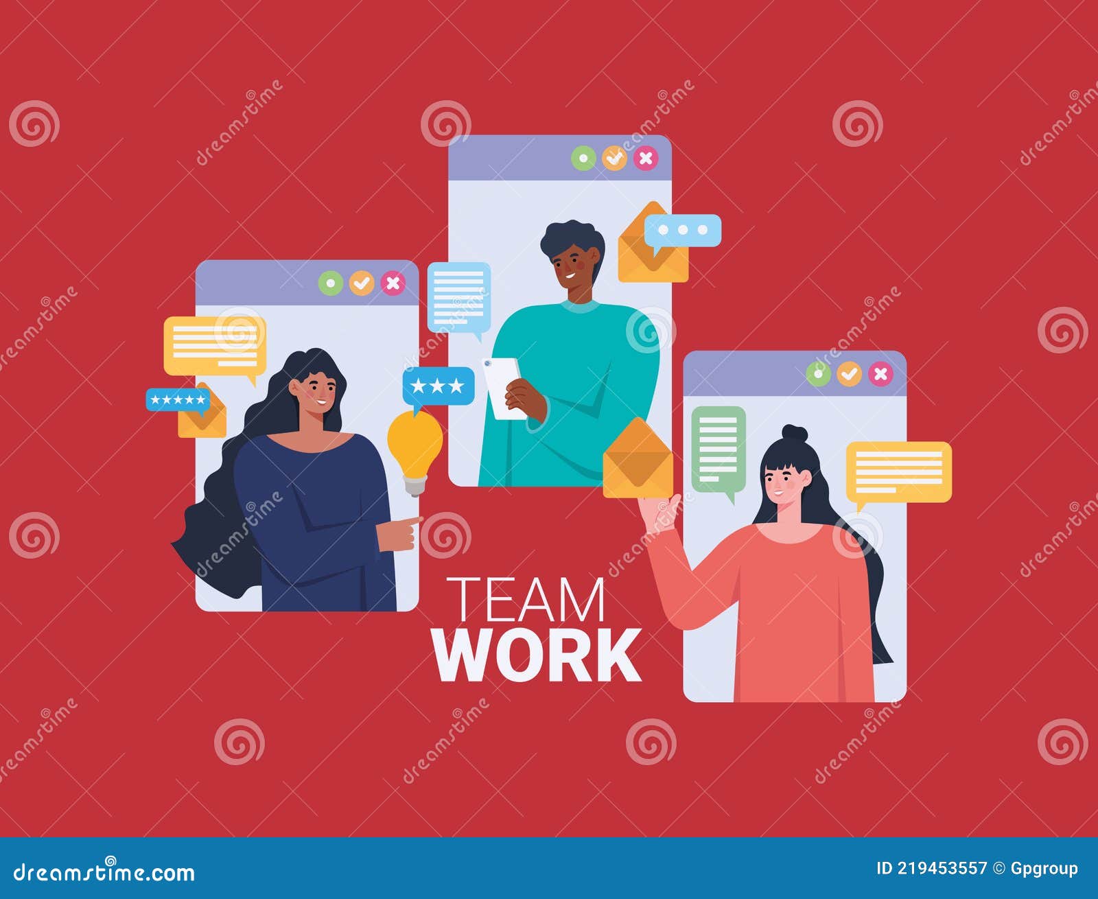 Team work poster stock vector. Illustration of chat - 219453557