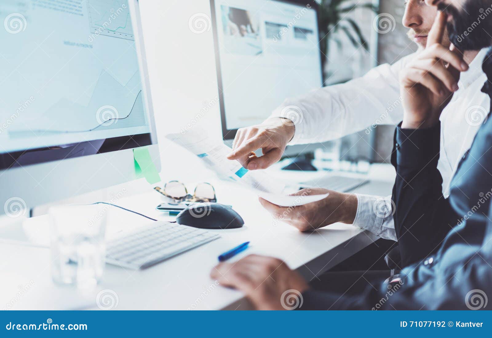 Team Work Process.Businessman Teamwork New Project.Photo Young Business ...