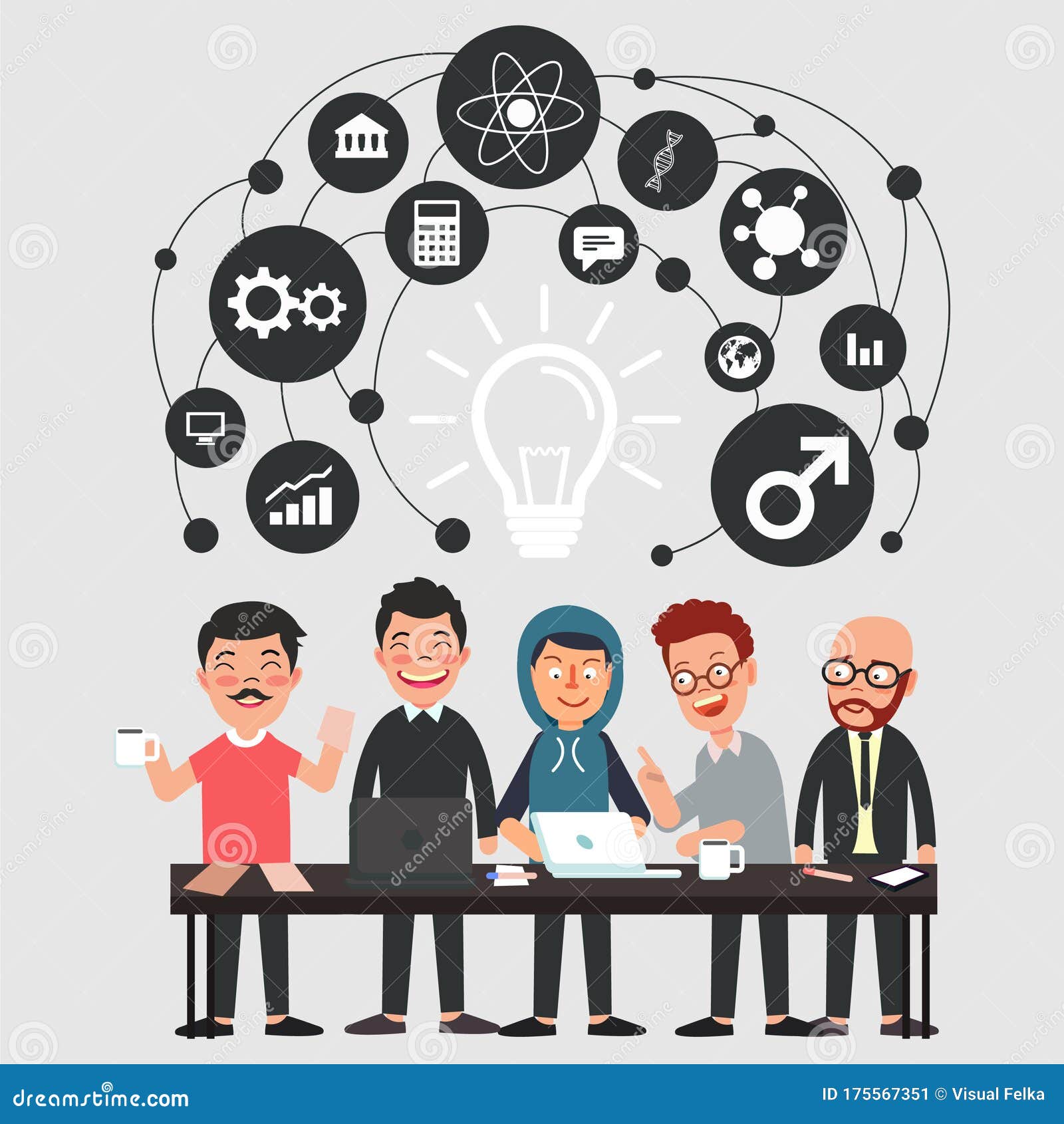 Team Work Process Concept Illustration. Illustration on Group of ...