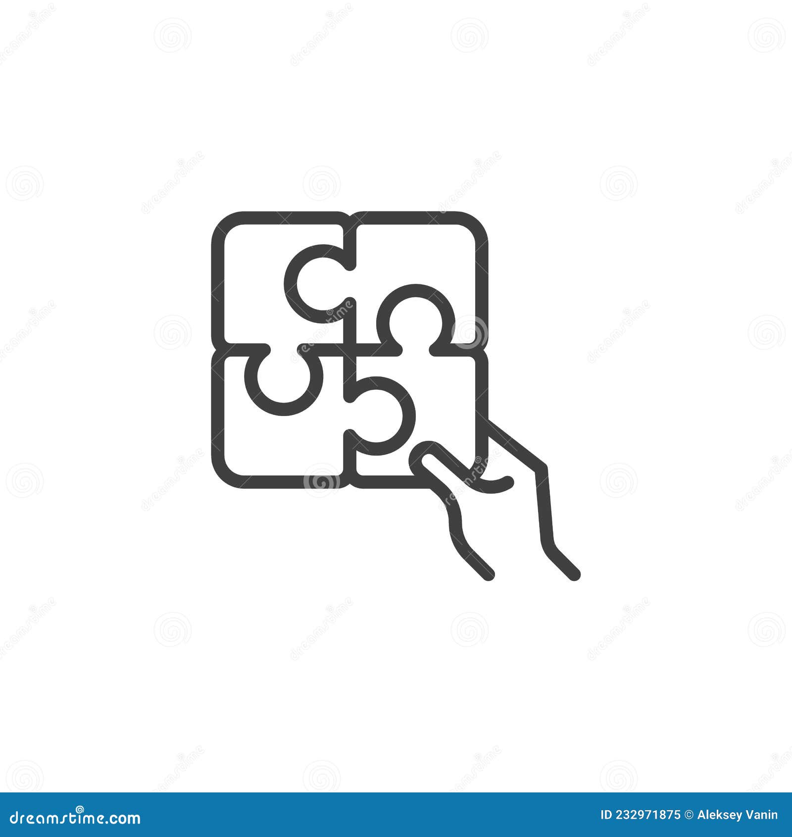 Team work puzzle line icon stock vector. Illustration of pixel - 232971875
