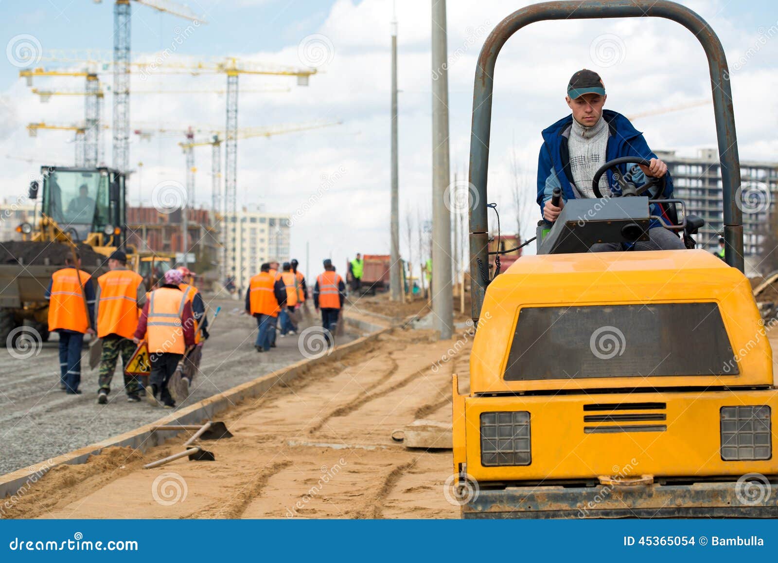 Team Work during Road Construction Stock Photo - Image of pressure ...