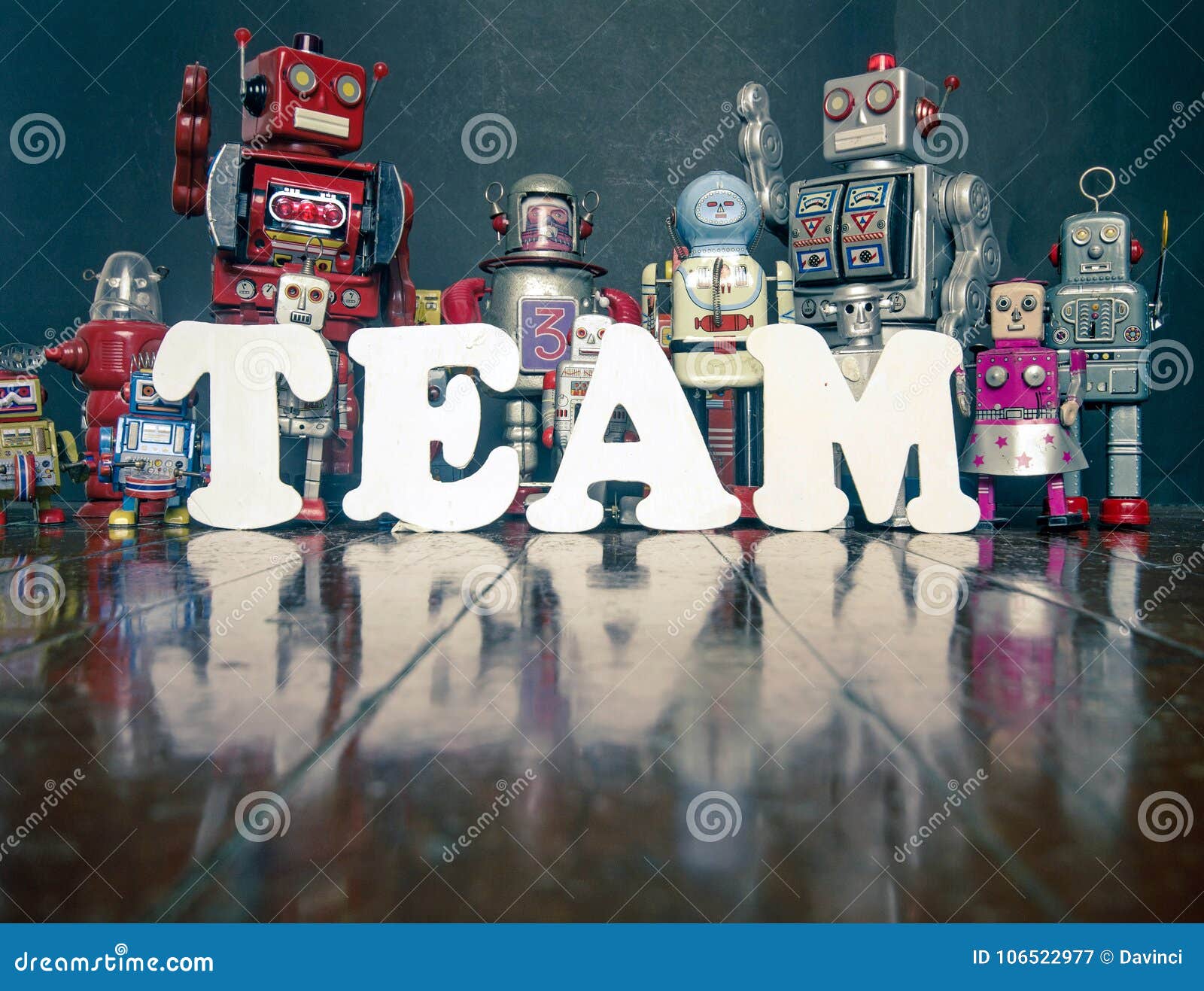 Team work robots stock image. Image of cooperation, friendship - 106522977