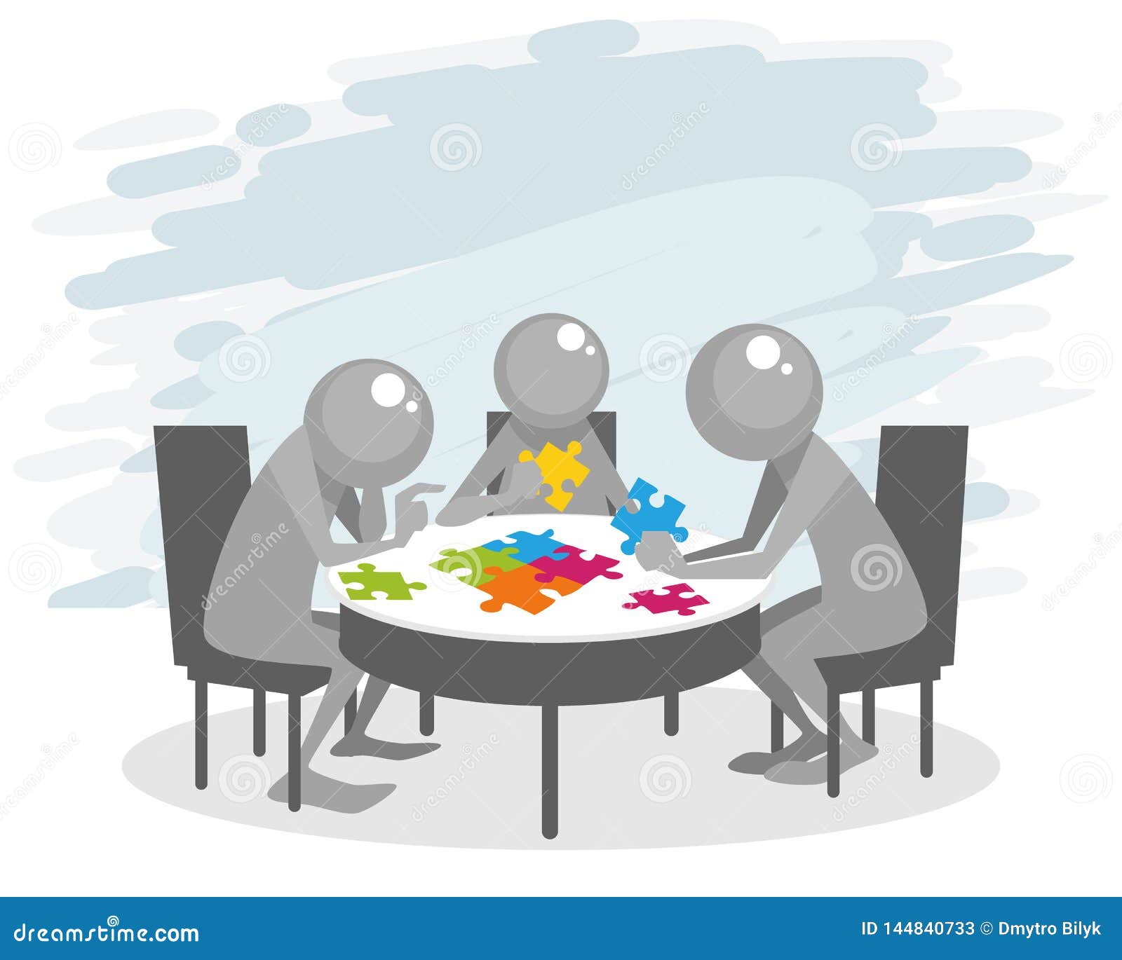 Team work sitting at table stock vector. Illustration of background ...