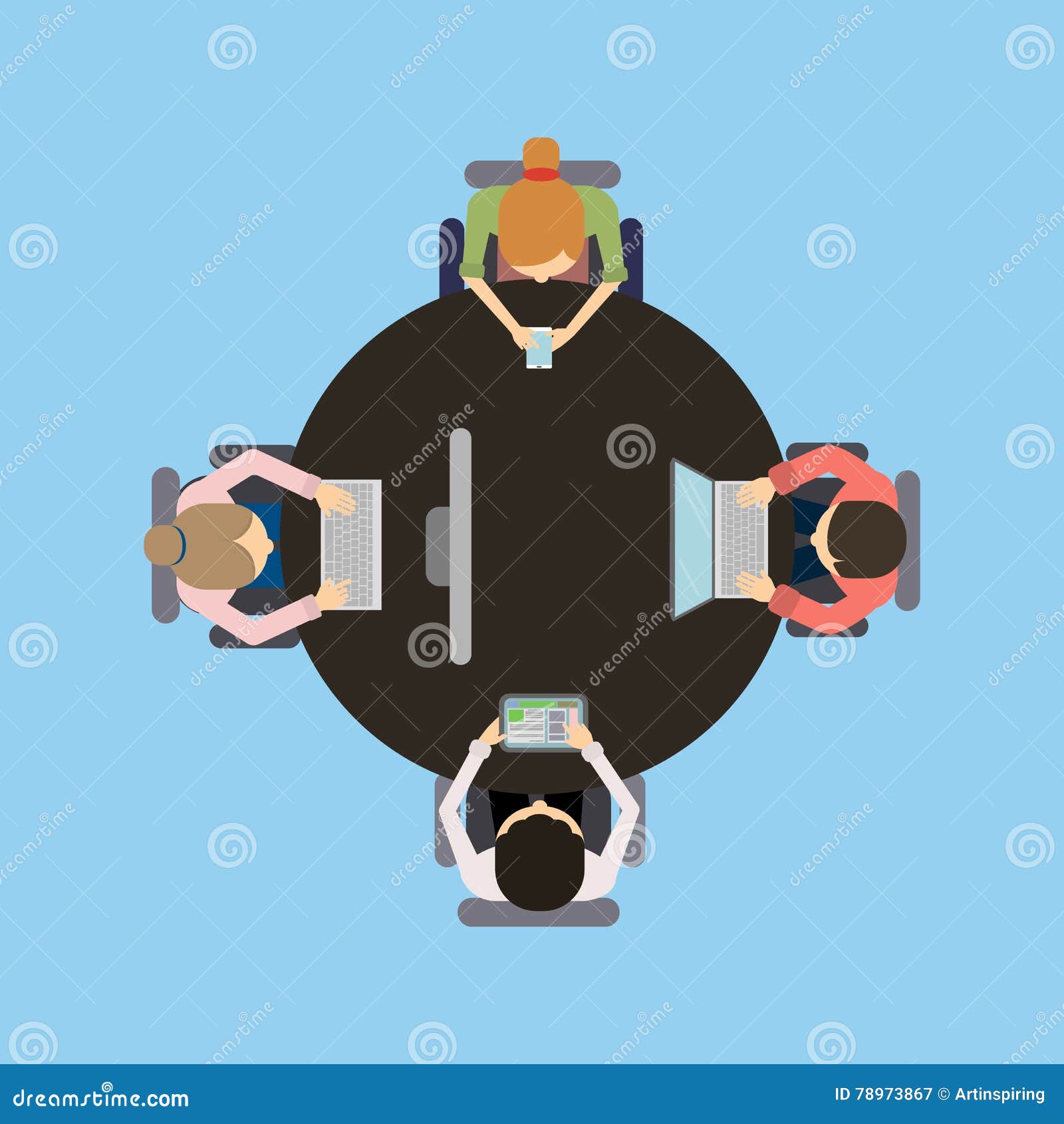 Team work at the table. stock vector. Illustration of discussion - 78973867