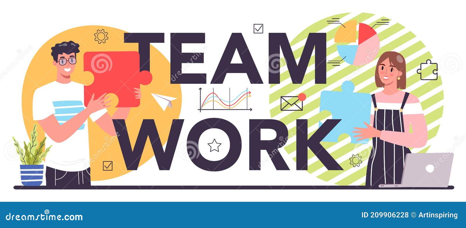 Team Work Typographic Header. Idea of Strategy and Achievement Stock ...
