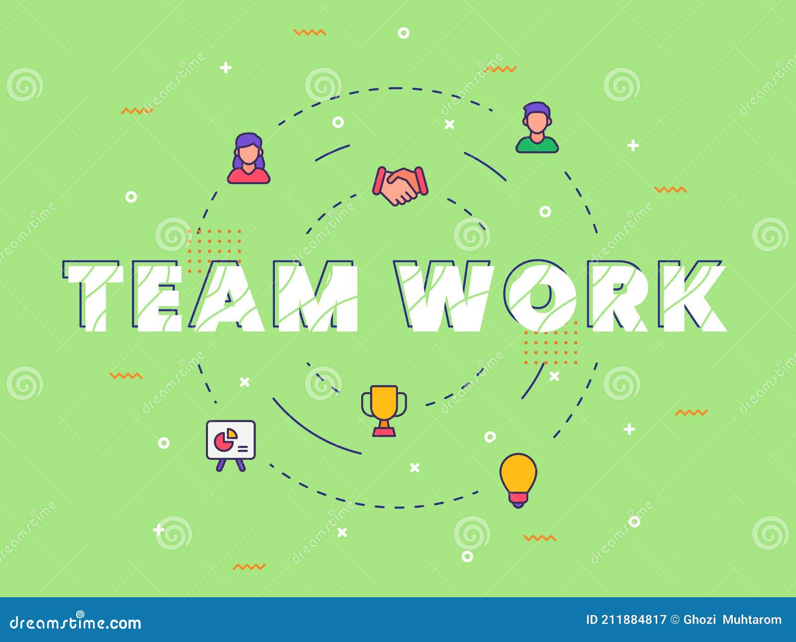 Team Work Typography Calligraphy Word Art with Filled Color Style Stock ...