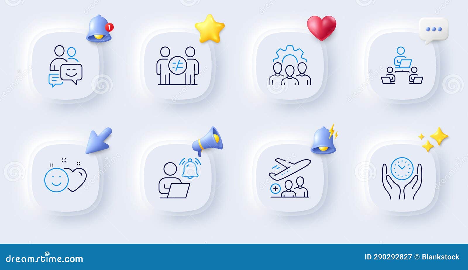 Team Work, User Notification and Passenger Line Icons. for Web App ...