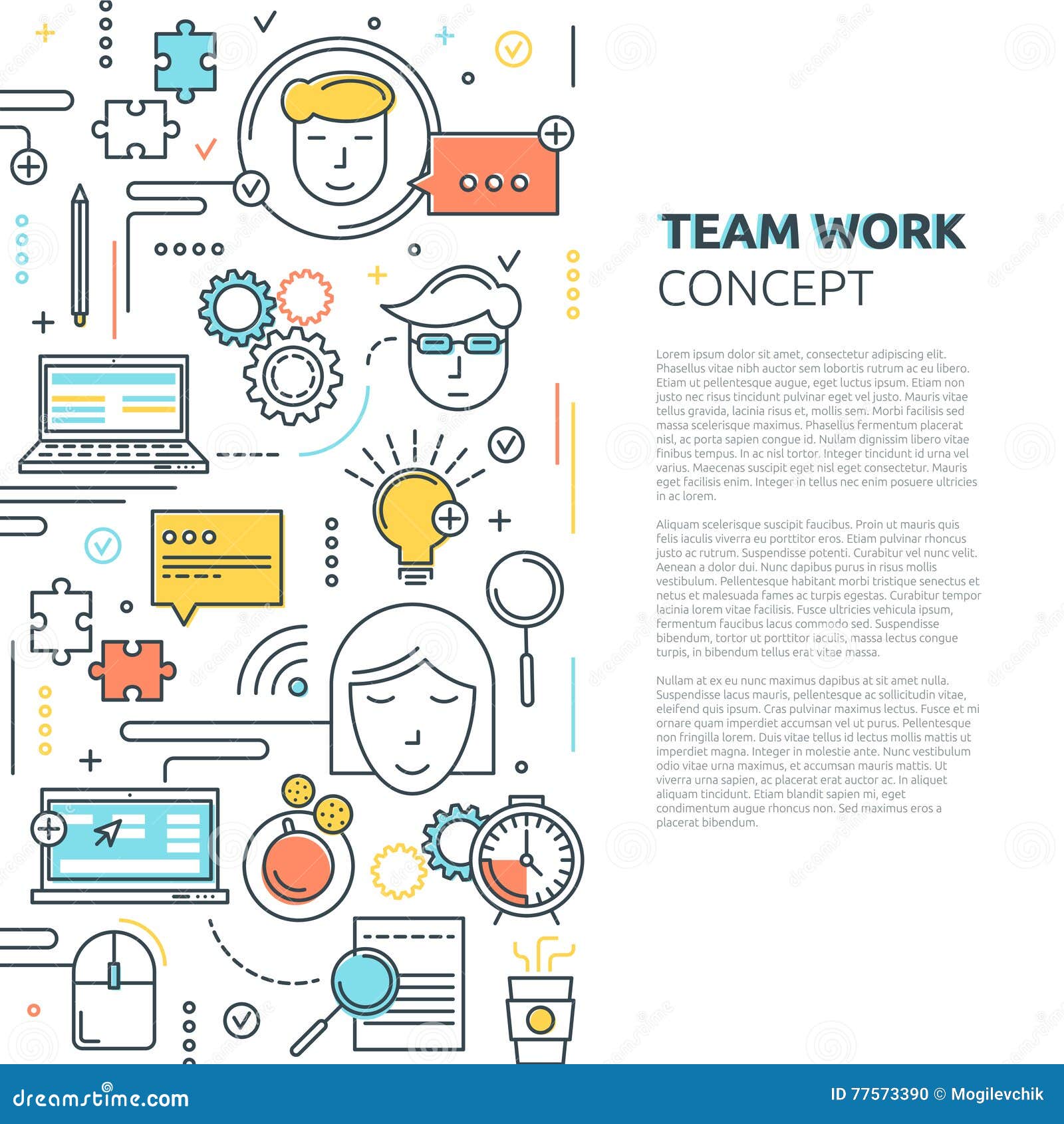 Team Work Vertical Linear Concept Stock Vector - Illustration of ...