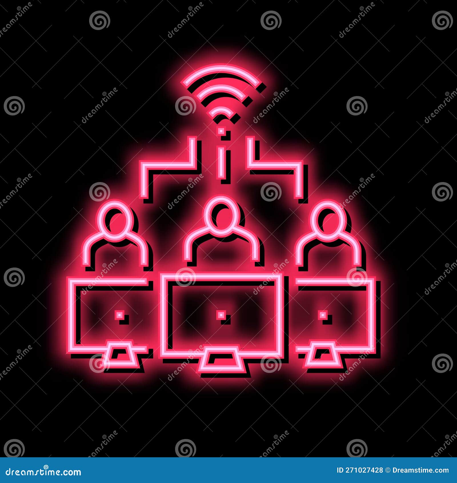Team Work Wireless Internet Connection Color Icon Vector Illustration ...