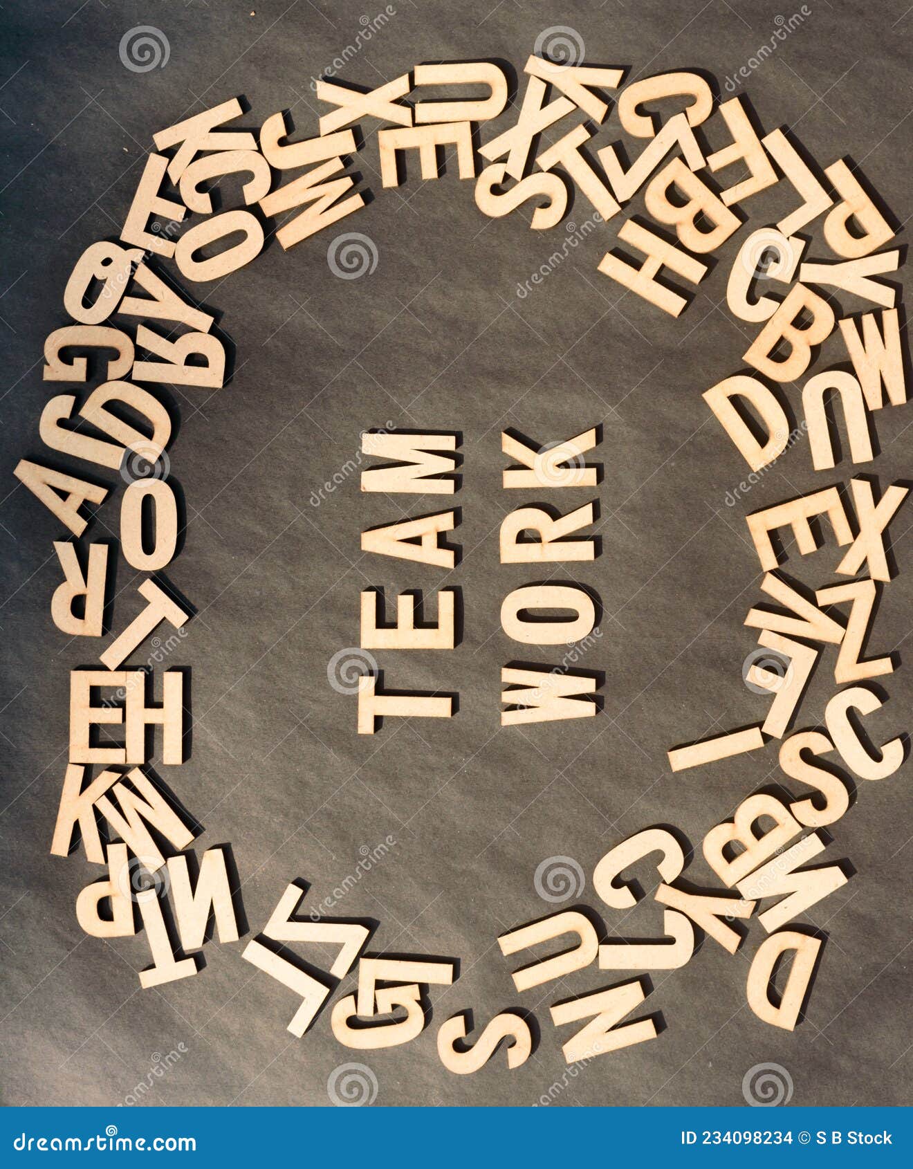 Team Work Word in Wooden Cube Alphabet Letters Top View on a Rustic ...