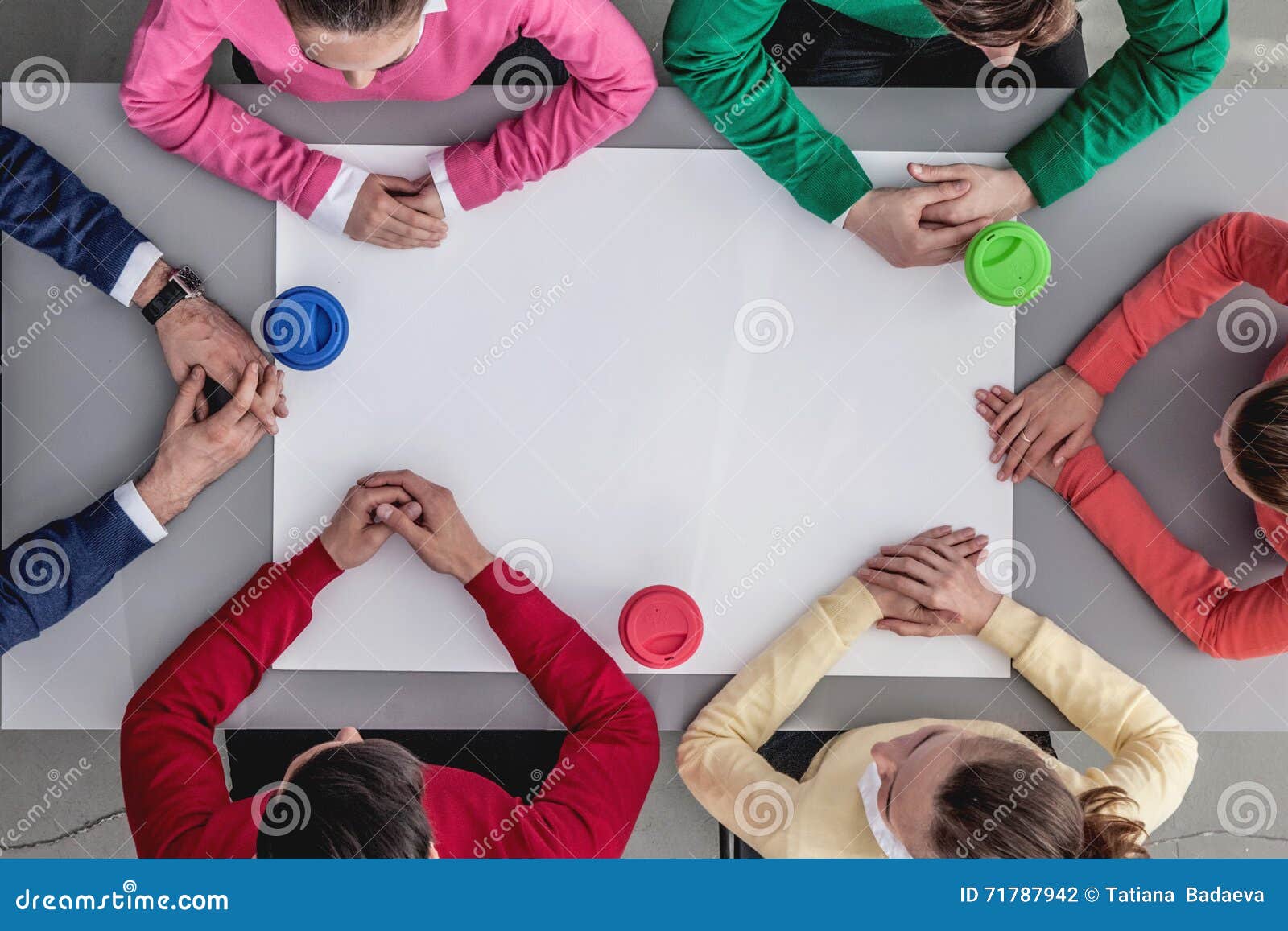 Team of Workers Around the Table Stock Photo - Image of copyspace, plan ...