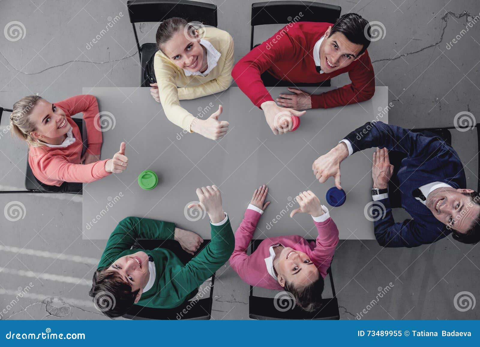 Team of Workers Around the Table Stock Image - Image of coffee, table ...