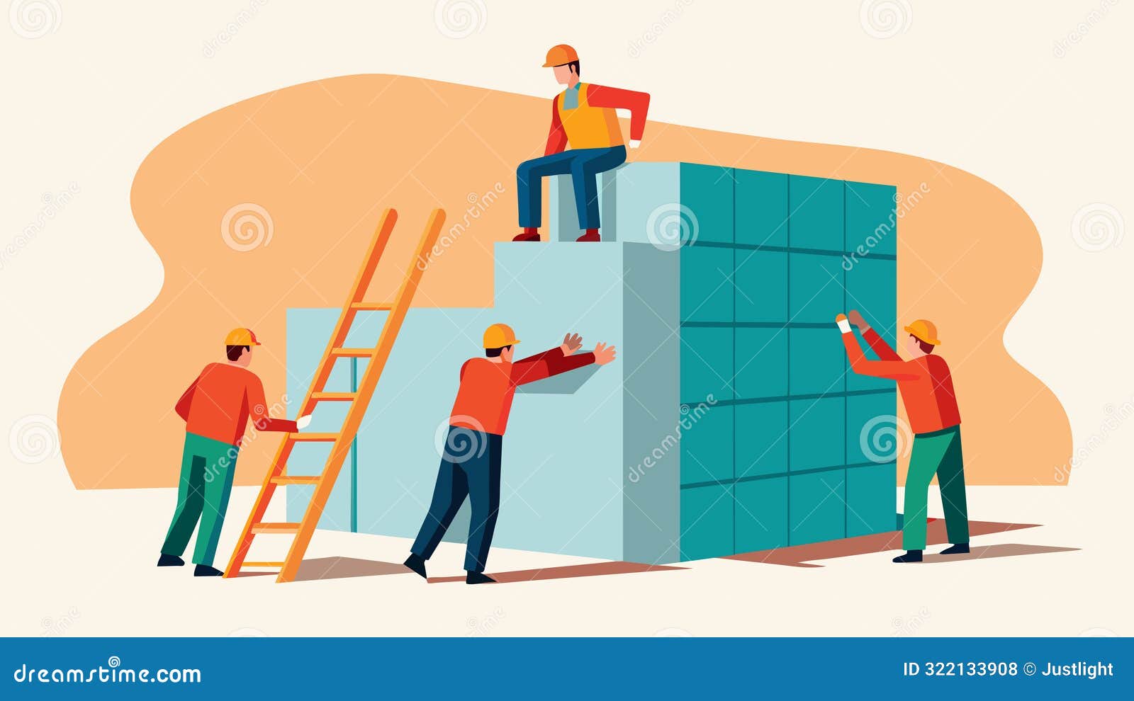 A Team of Workers Carefully Aligning and Securing Precast Concrete ...