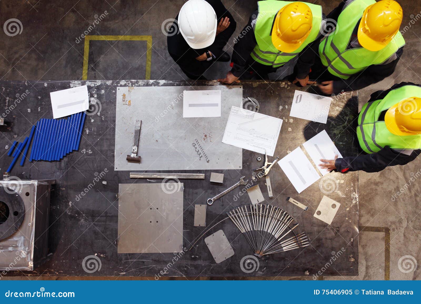 Team of workers at factory stock image. Image of business - 75406905