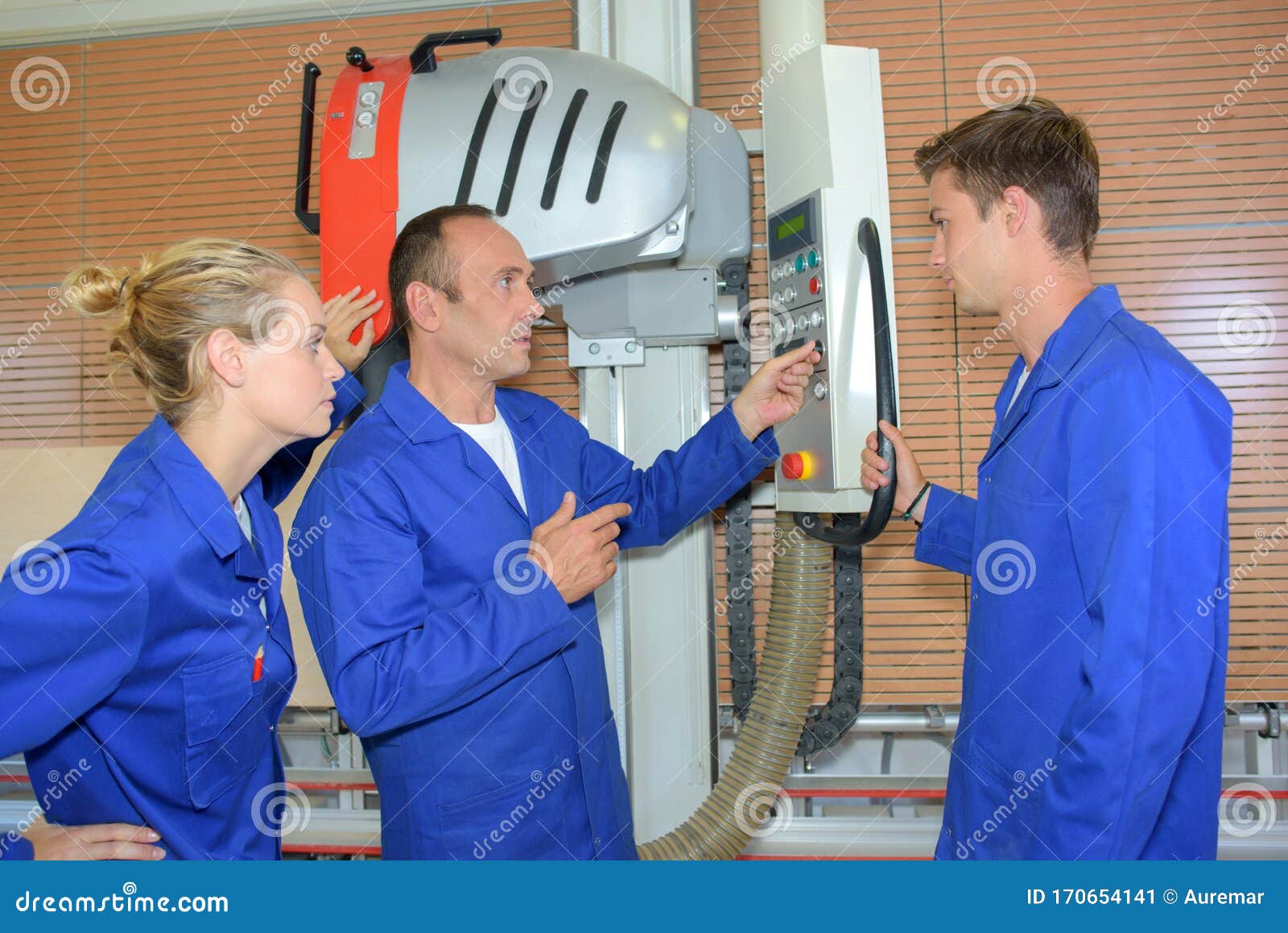 Team workers and machinery stock image. Image of apprenticeship - 170654141