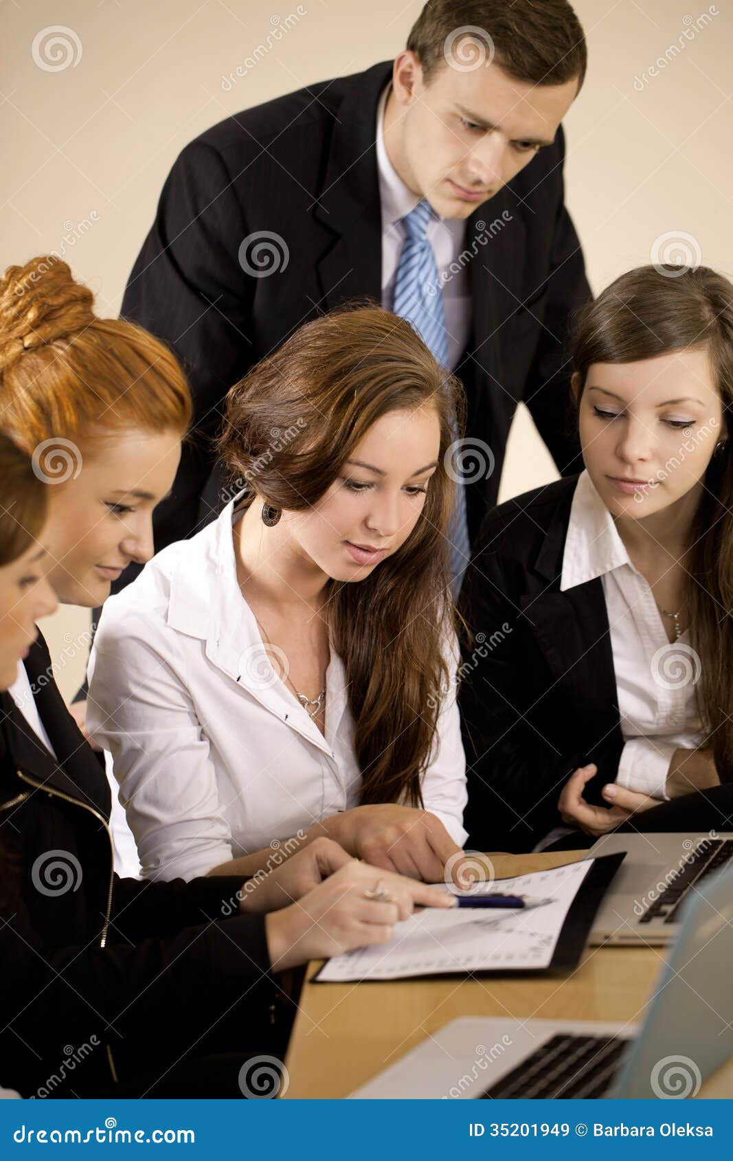 Team Working with the Chart in the Office Stock Image - Image of people ...