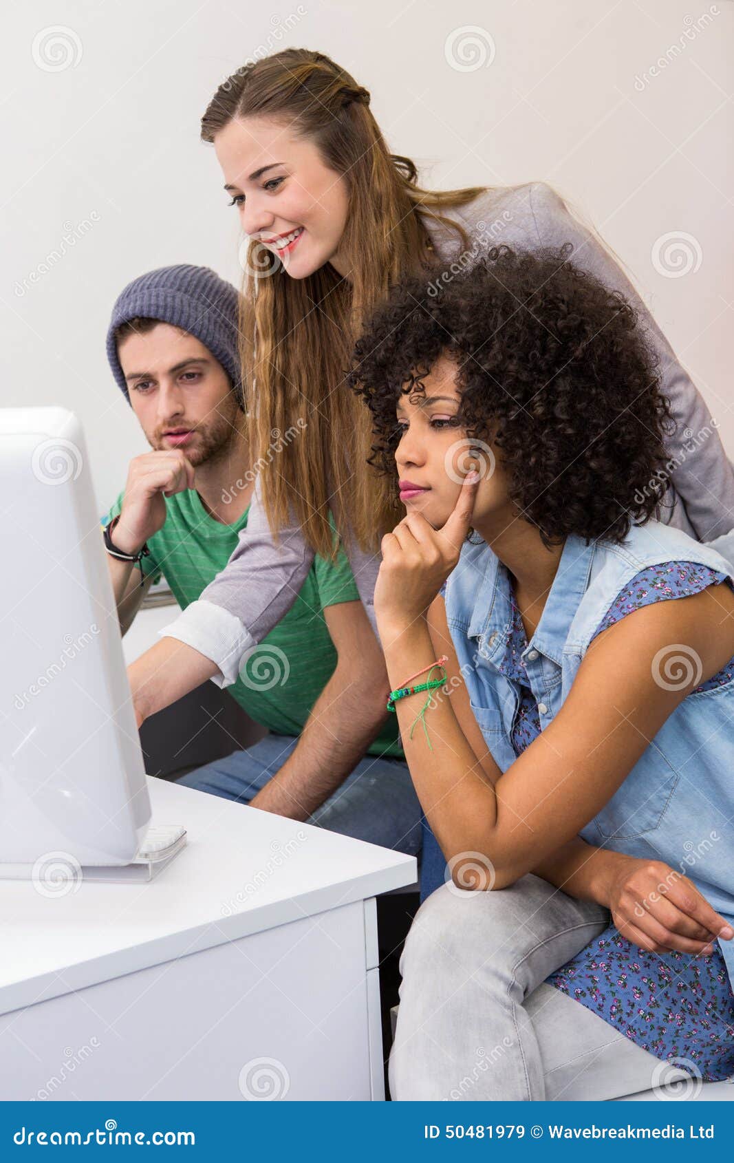 Team Working at Computer Desk Stock Image - Image of adult, group: 50481979