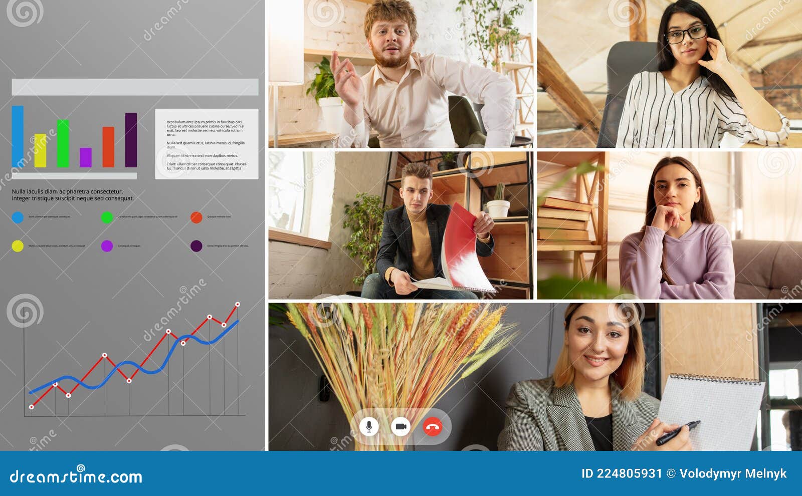 Team Working by Group Video Call Share Ideas Brainstorming Use Video ...