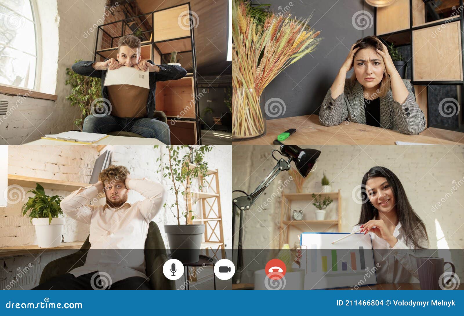 Team Working by Group Video Call Share Ideas Brainstorming Use Video ...