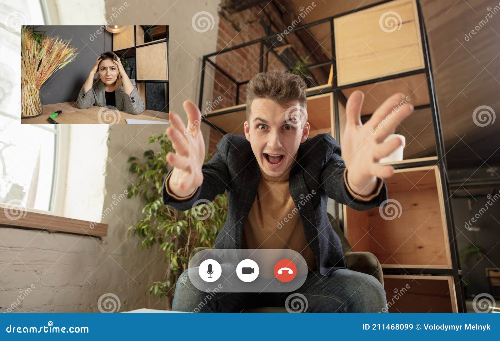 Team Working by Group Video Call Share Ideas Brainstorming Use Video ...