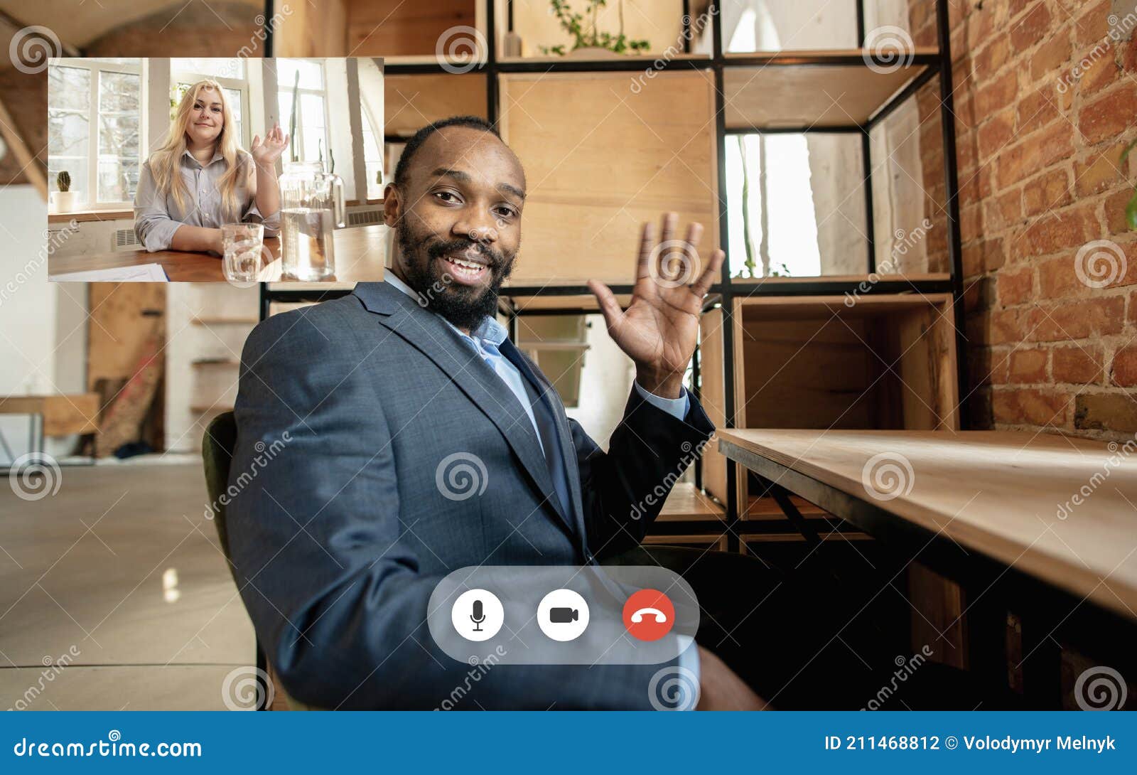 Team Working by Group Video Call Share Ideas Brainstorming Use Video ...