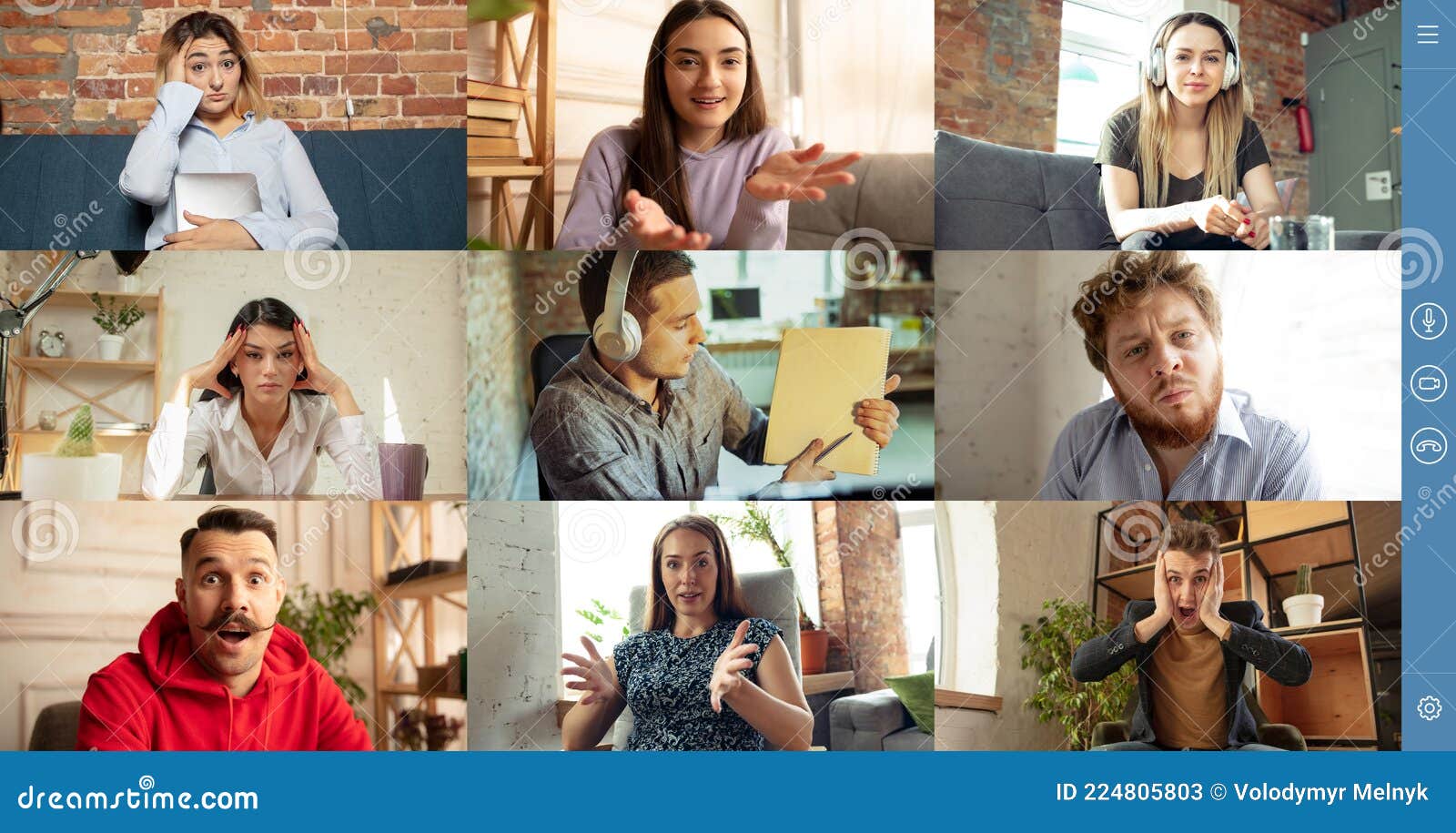 Team Working by Group Video Call Share Ideas Brainstorming Use Video ...