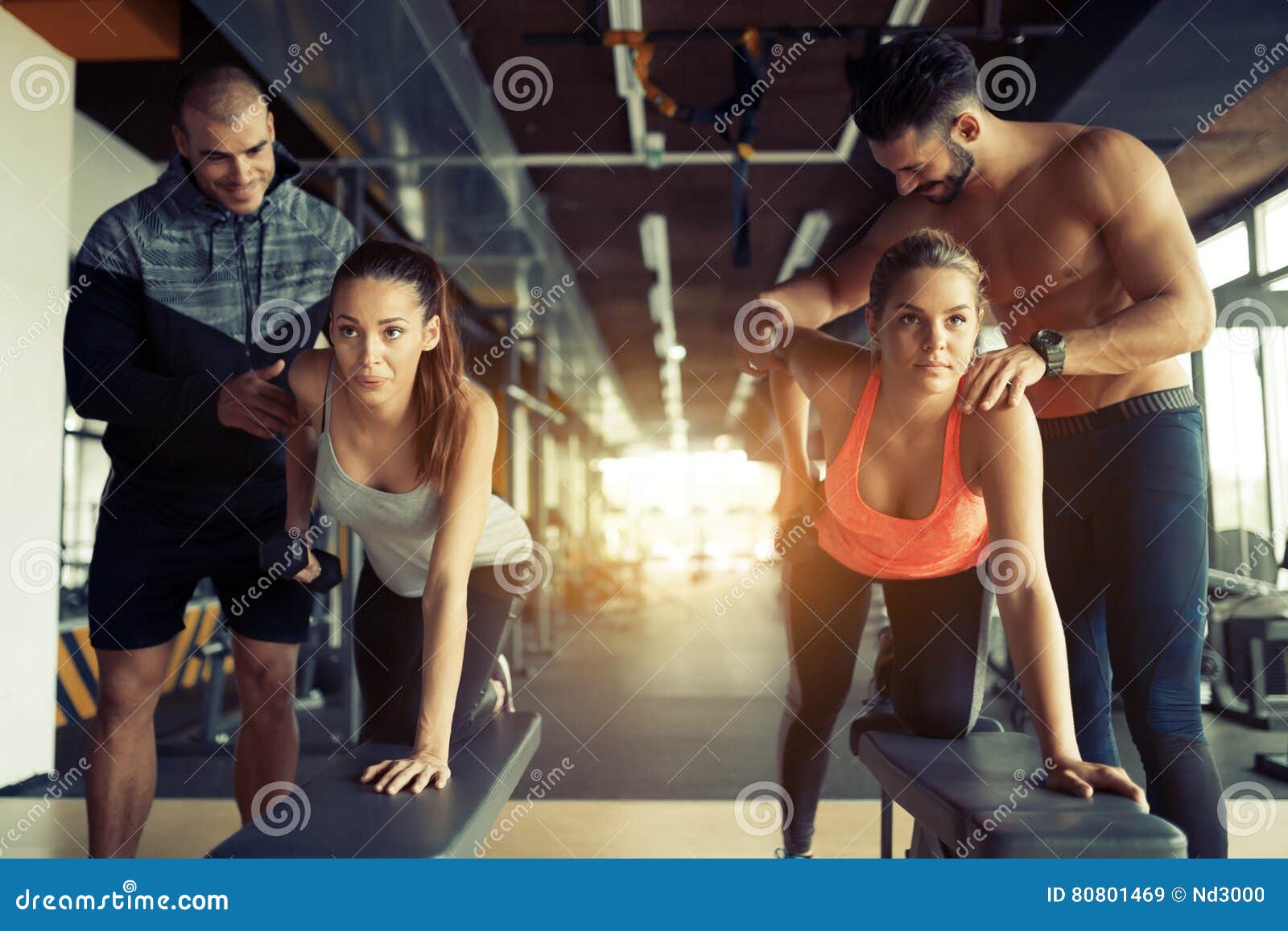 Team workout in gym stock image. Image of smiling, coach - 80801469